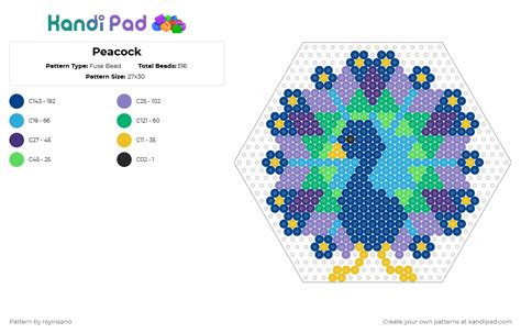 Peacock Fuse Bead Pattern Kandi Pad Kandi Patterns Fuse Bead