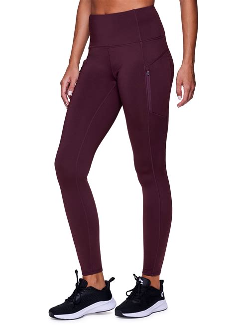 Rbx Active Womens Fleece Lined Leggings Full Length Zipper Pockets