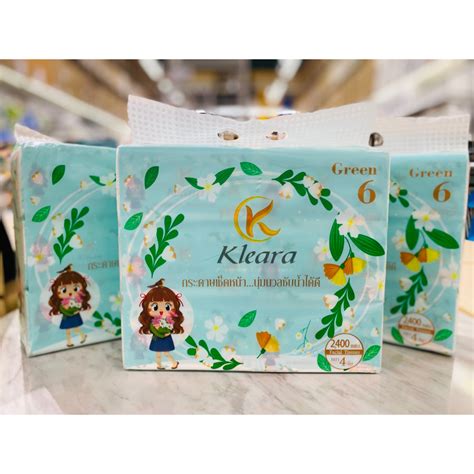 กระดาษเช็ดหน้า Kleara หนา 4 ชั้น จำนวน 400 แผ่น ห่อ บรรจุ 6 ห่อ แพ็ค Shopee Thailand
