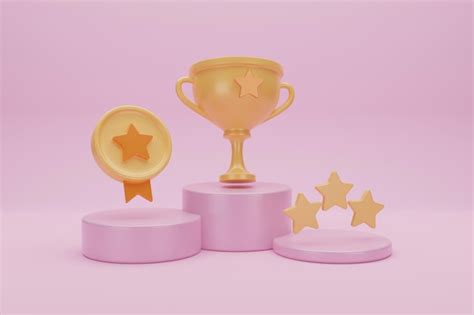 시상식 받침대 승리 성공 개념 3d 렌더링에서 3위를 차지한 2위 금화와 3위 금화 프리미엄 사진