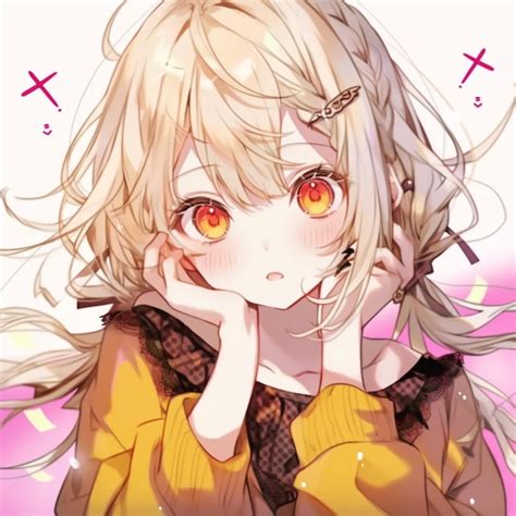Premium Photo Anime Girl With Long Blonde Hair And Red Eyes Posing