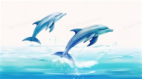 大海中跳跃的海豚插画图片素材下载格式熊猫办公