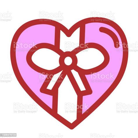 하트 모양의 상자에 활이 있습니다 발렌타인 데이 아이콘 벡터 일러스트레이션 공휴일에 대한 스톡 벡터 아트 및 기타 이미지