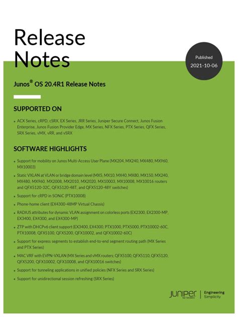 Junos Release Notes 20 4r1 Pdf Computer Network Networking