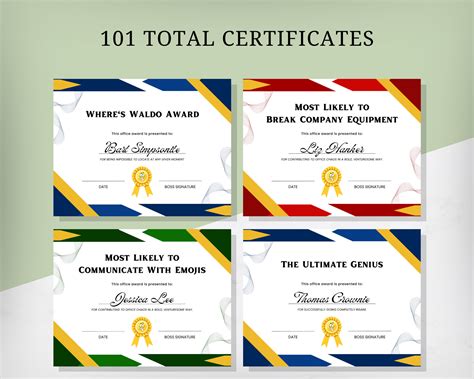101 Funny Office Employee Awards Work Party Certificates Printable