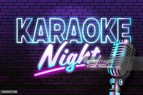 Karaoke Night Neon Sign Advertisement Design Concept With Retro