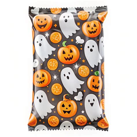Halloween Candy Wrapper With Spooky Yet Playful Ghost Illustrations