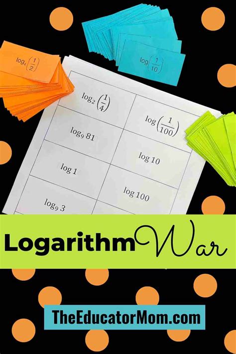 Log War Card Game For Logarithm Practice And Fluency The Educator Mom