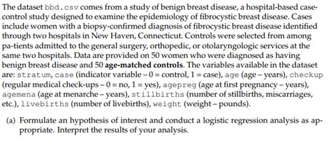 The Dataset Bbd Csv Comes From A Study Of Benign Chegg