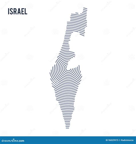 Vector Abstract Hatched Map Of Israel With Spiral Lines Isolated On A White Background Stock