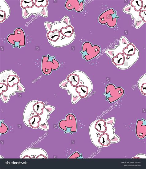 Pattern Cat Lov Texture Girl Cute Stock Vector Royalty Free