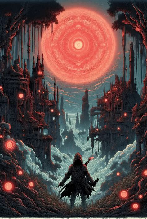 A Close Up Of A Person Standing In Front Of A Giant Red Sun Seaart Ai
