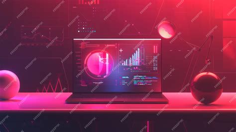 Laptop With Data Analysis Dashboard And Futuristic Design Premium Ai