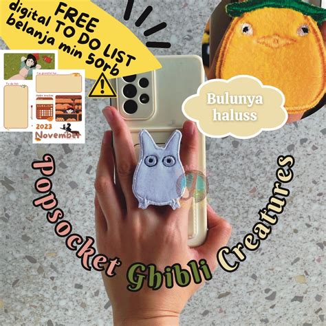 Jual Popsocket Bordir Ghibli Bulu Halus Karakter Kaonashi Totoro Otorisama Susuwatari Soot