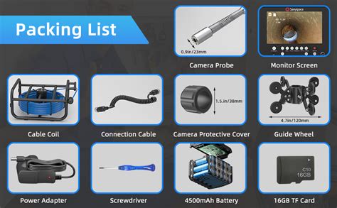 Sanyipace Pipe Inspection Camera 165ft 50m Sewer With Distance Counter