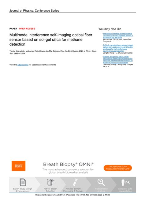 Pdf Multimode Interference Self Imaging Optical Fiber Sensor Based On