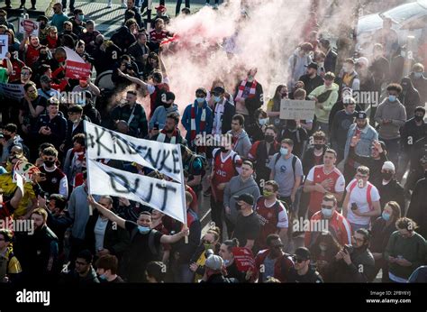 Arsenal Fans Stage Protest Against Kroenke Outside Stadium 230421