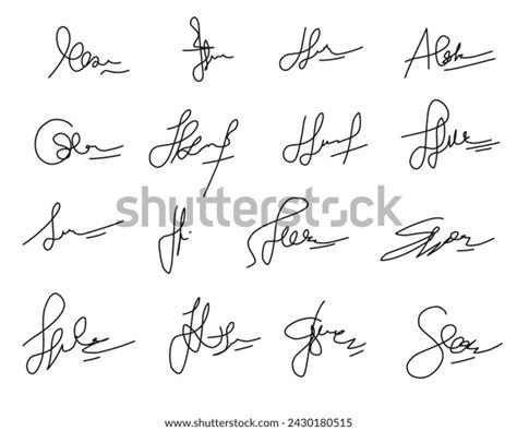 Handdrawn Signaturesset Fictitious Contract Signatures Business Stock Vector Royalty Free