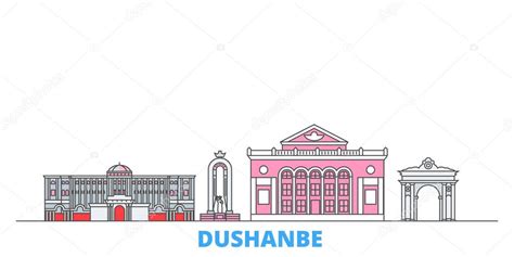 Tayikistán Paisaje Urbano De La Línea Dushanbe Vector Plano