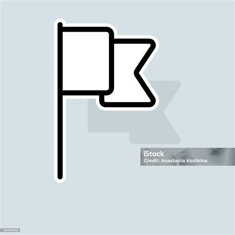 캔티드 플래그 라인 아이콘입니다 스포츠 마무리 승리 사이클링 육상 레이스 참가자 완주자 스포츠 개념입니다 흰색 배경에 벡터 스티커 선 아이콘 검은색에 대한 스톡 벡터 아트