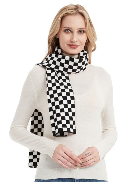 Black And White Checkered Scarf