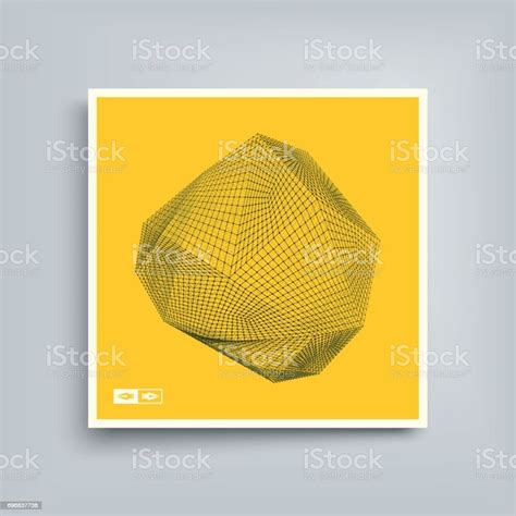 Wireframe Object With Lines And Dots Molecular Grid Cover Design