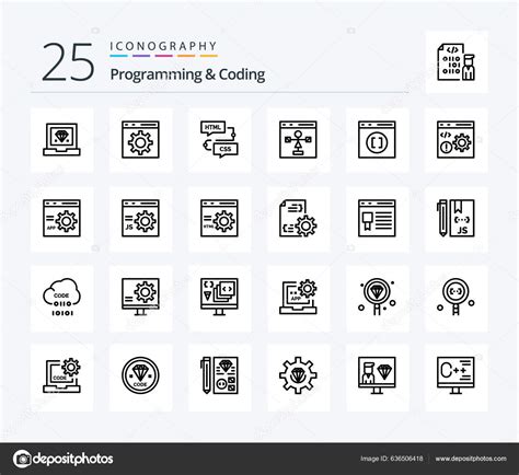 Programming Coding Line Icon Pack Including Develop Browser Flowchart