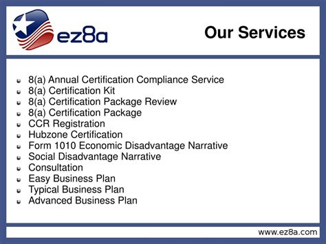 Ppt Ez8a Sba 8a Certification Specialists Powerpoint Presentation