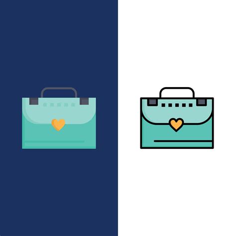 Bag Briefcase Love Icons Flat And Line Filled Icon Set Vector Blue Background 13511307 Vector