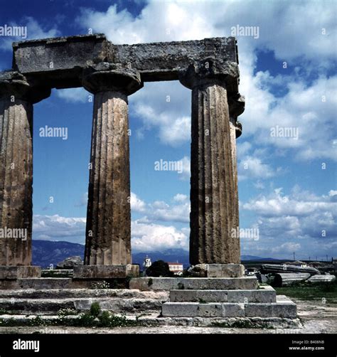 Geography Travel Greece Corinth Dorian Columns Temple Of Apollon