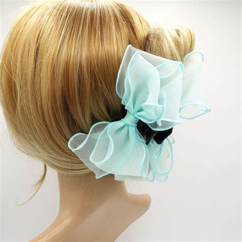Organza Bow Hair Claw Spring Summer Hair Accessory For Women Etsy