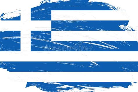 Distressed Stroke Brush Painted Greece Flag On White Background Stock