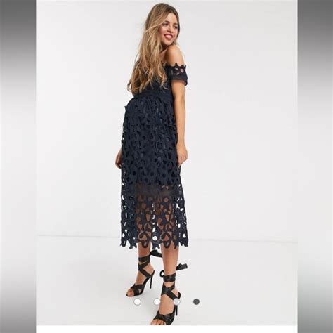 Chi Chi London Dresses Chi Chi London Maternity Bardot Lace Midi
