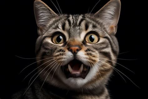 Portrait Of A Meowing Tabby Cat Neural Network Ai Generated Stock