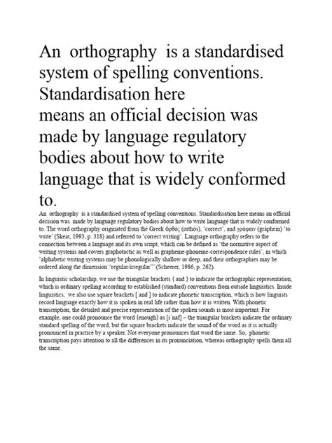 An Orthography Is A Standardised System Of Spelling Conventions Pdf Orthography Human