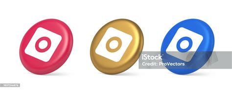 카메라 사진 비디오 촬영 버튼 멀티미디어 콘텐츠 제작 웹 응용 프로그램 3d 등각 투영 원 아이콘 3차원 형태에 대한 스톡 벡터 아트 및 기타 이미지 Istock