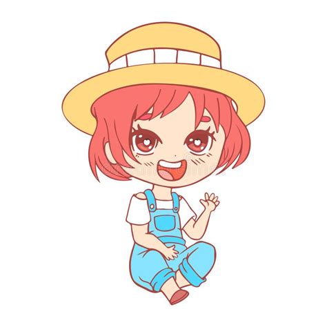 Vector Cartoon Chibi Girl Character Isolated Illustration Stock Vector