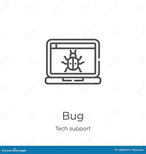 Bug Icon Vector From Tech Support Collection Thin Line Bug Outline Icon Vector Illustration