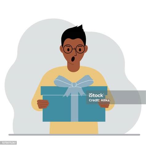 비명을 지르는 남자는 손에 활이 달린 커다란 선물 상자를 들고 있다 벡터 공격성에 대한 스톡 벡터 아트 및 기타 이미지 공격성 기념일 남자 Istock