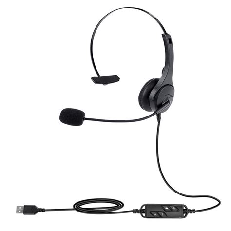 Single Sided Usb Corded Headset Call Center Monaural Headphone With Adjustable Microphone Mute