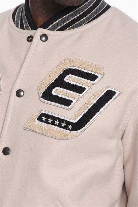 Enterprise Japan Wool Blend Varsity Jacket With Patches Men Glamood Outlet