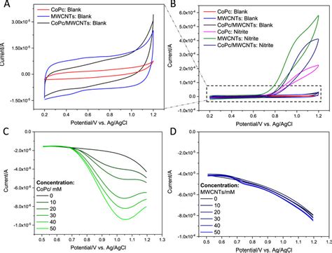 Cyclic Voltammograms On The Modified Electrodes Copc Cnt And