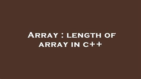 array length of array in c youtube