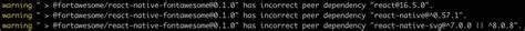 Dependencies Warning React 060 · Issue 23 · Fortawesomereact Native Fontawesome · Github