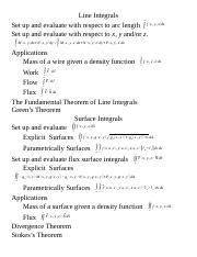 Test Notes For Line And Surface Integrals Docx Line Integrals Set