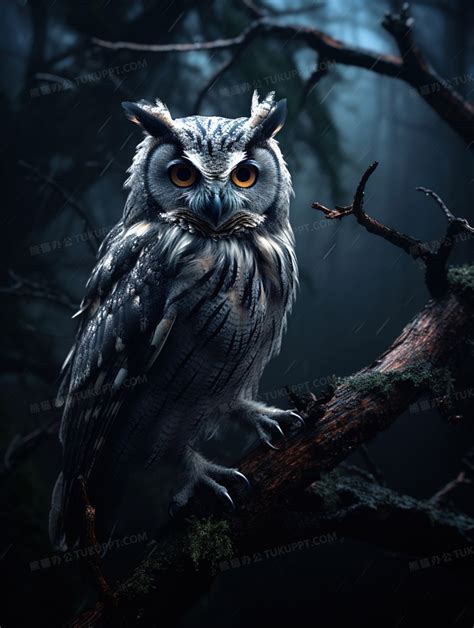 夜幕下的枝头猫头鹰插画图片素材下载格式熊猫办公