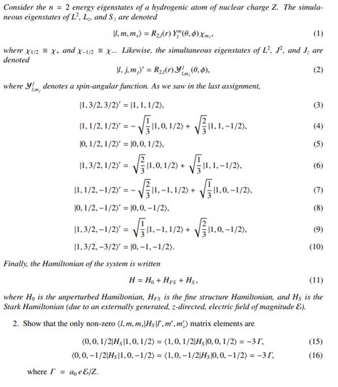 Solved Consider The N 2 Energy Eigenstates Of A Hydrogenic