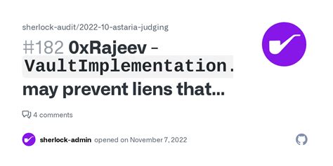 0xrajeev `vaultimplementationvalidatecommitment` May Prevent Liens