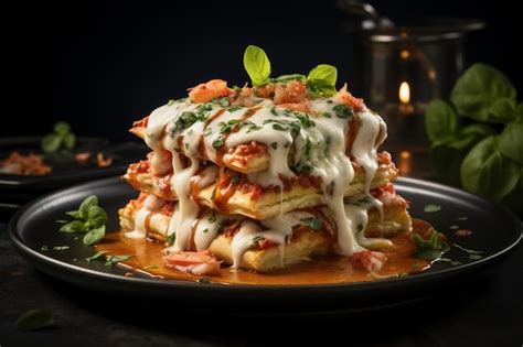 Premium Photo Seafood Lasagna With White Sauce