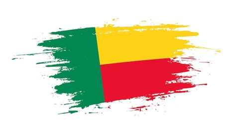 베냉 국가 벡터 일러스트 레이 션의 크리에이 티브 손으로 그린 브러시 스트로크 플래그 프리미엄 벡터